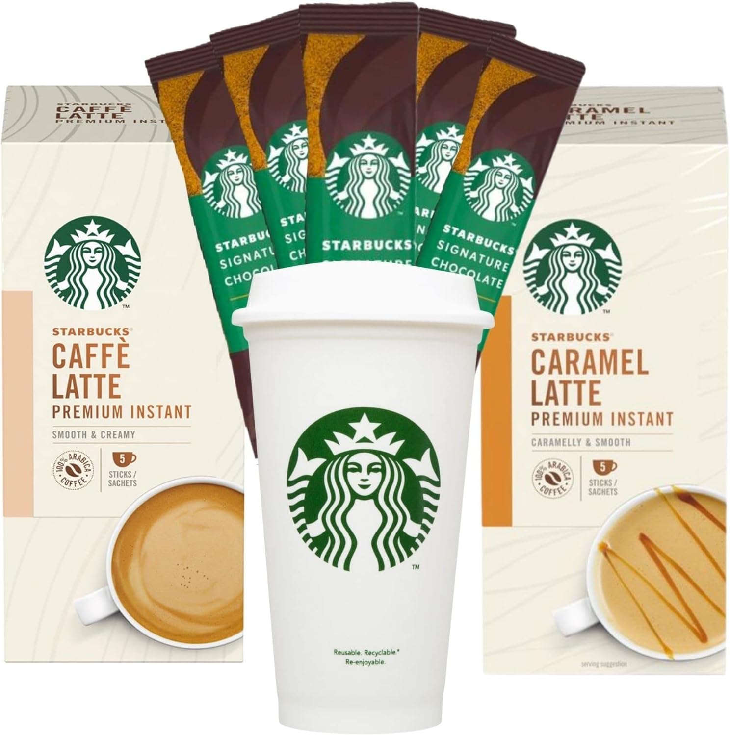 Coffee & Hot Chocolate Bundle with Starbucks Reusable Cup, Starbucks ...