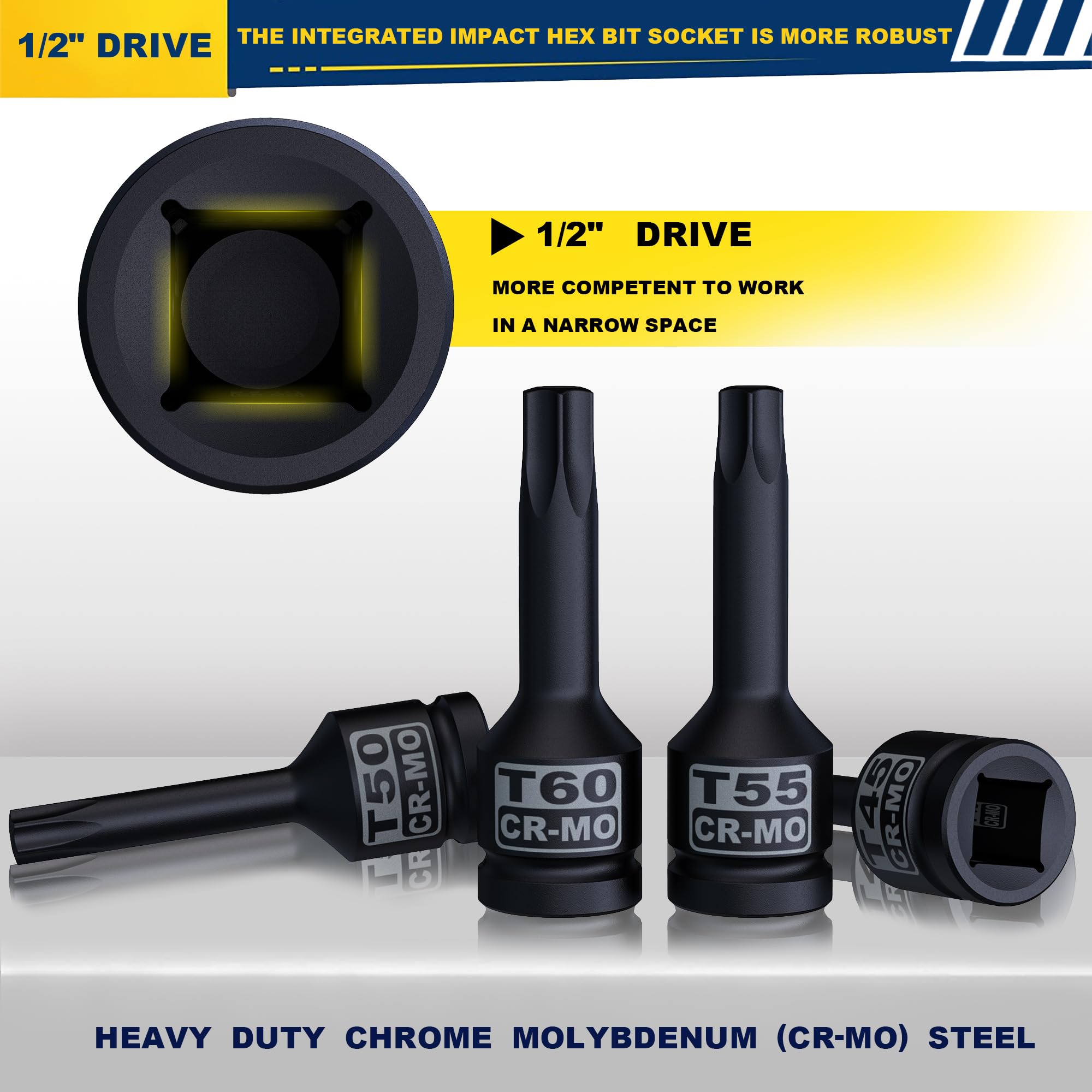 Snapklik.com : Aiourx 1/2 Drive Master Impact Torx Bit Socket Set