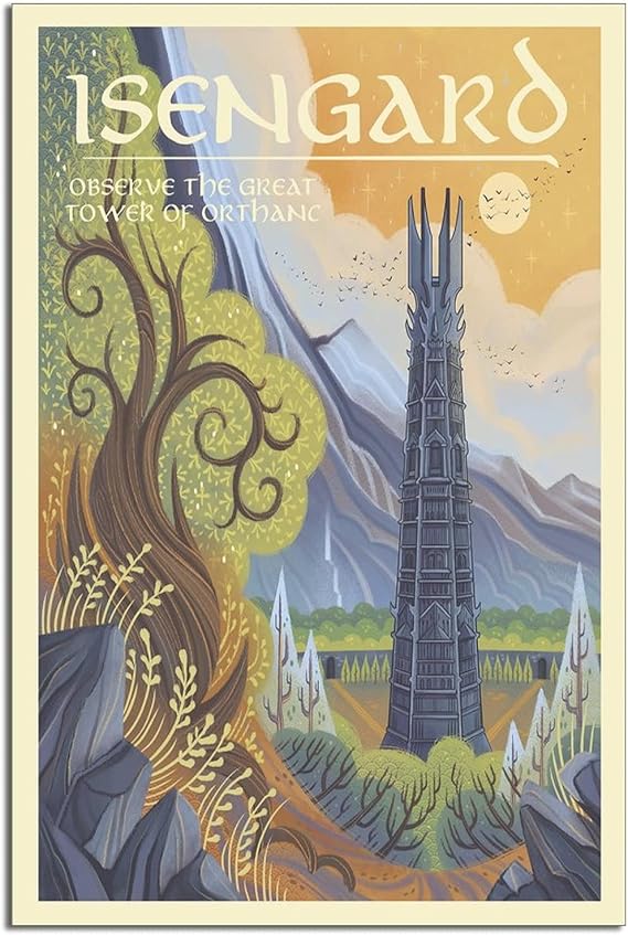 Amazon.com: DFGGH Isengard Middle Earth Tolkien Themed Vintage Travel ...