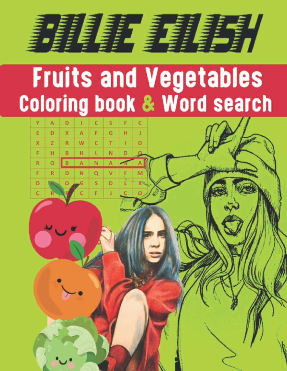 Billie Eilish Fruits And Vegetables Coloring Book And Word Search ...