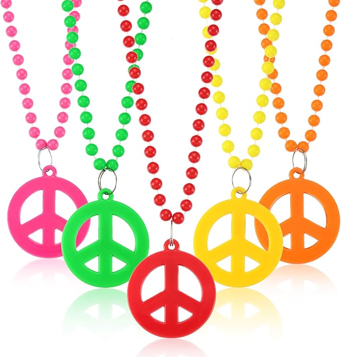 Amazon.com: Tatuo 12 Pieces Plastic Peace Sign Pendant Necklace Hippie ...