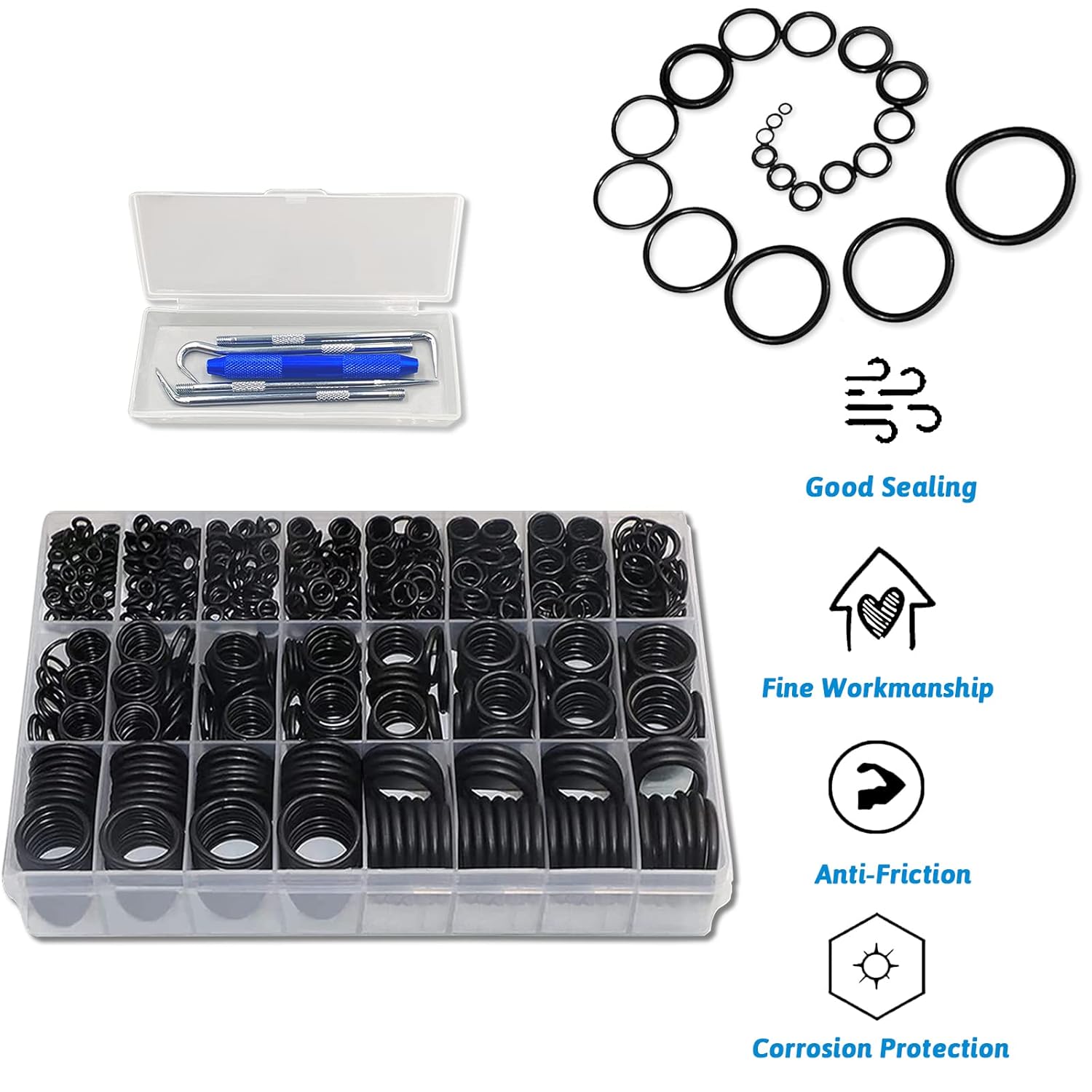 TWCC 1440 Pcs Metric O Ring Kit with Pick and Hook Set for Car and ...