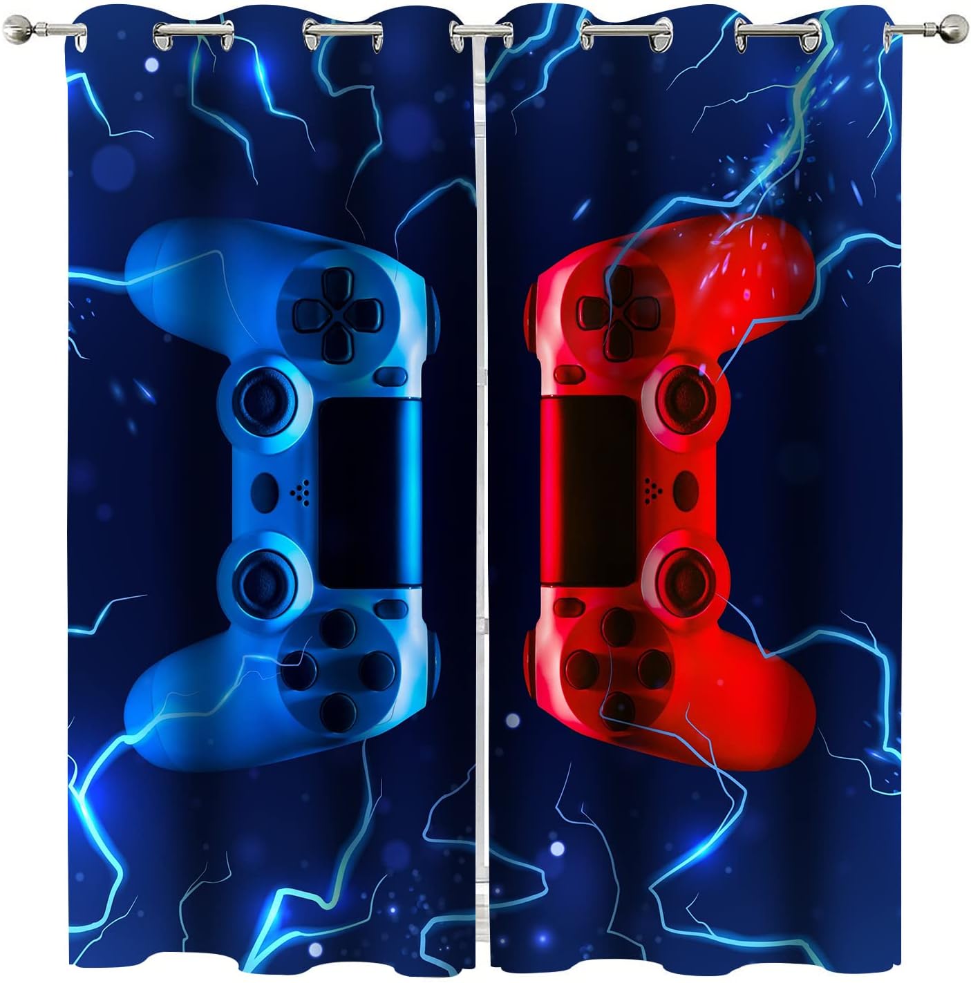 Amazon.com: JOOCAR Modern Gamer Window Curtains Red and Blue Video ...