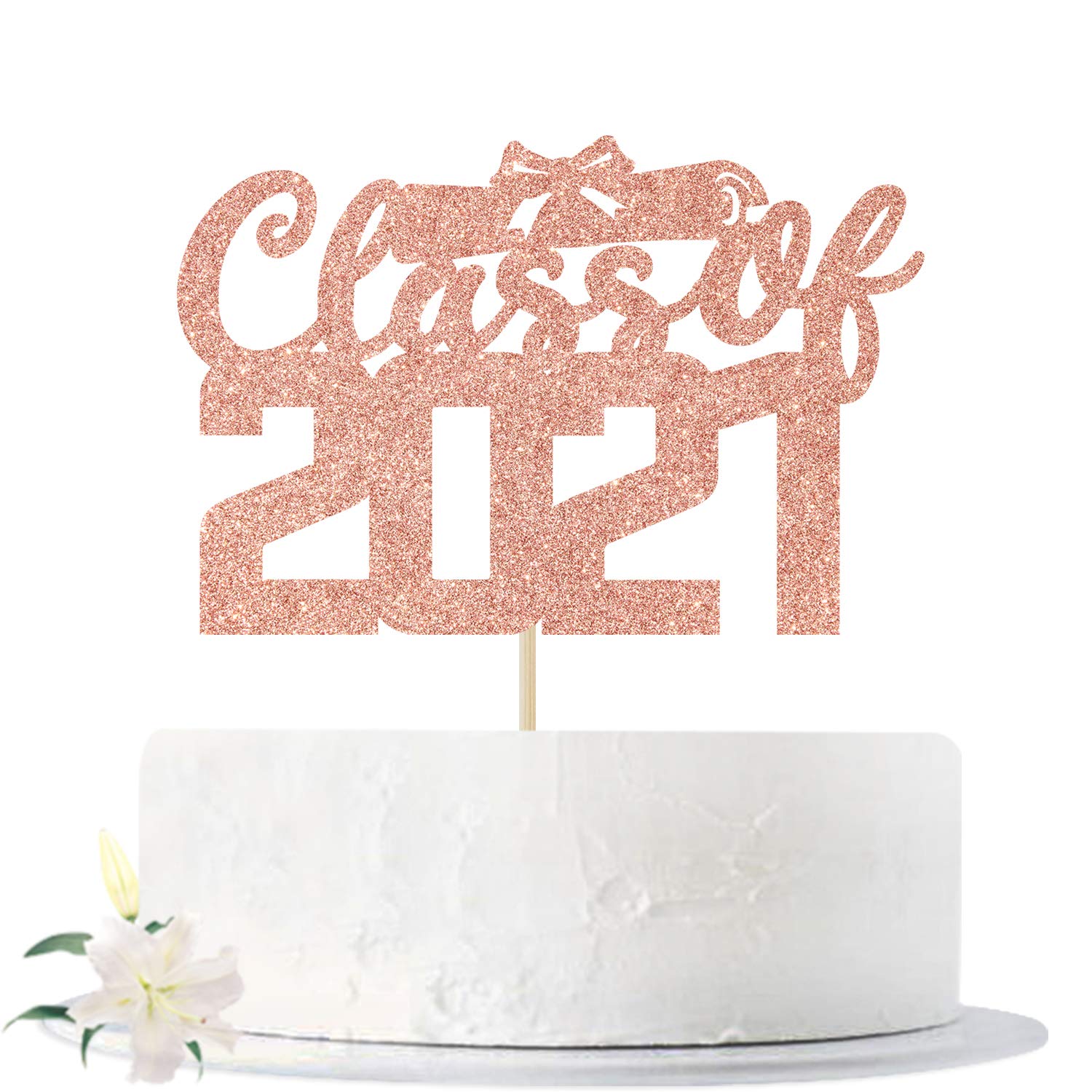Buy Rose Gold Glitter Class of 2021 Cake Topper - Congrats Grad Cake ...