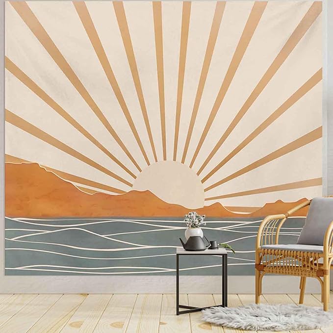 Amazon.com: Honcet Sunset Boho Aesthetic Tapestry for Bedroom, Sunrise ...