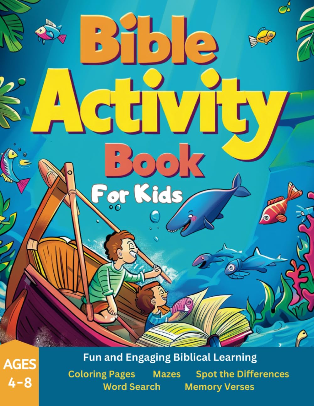 Bible Activity Book for Kids: Children Ages 4 to 8, Coloring Pages ...