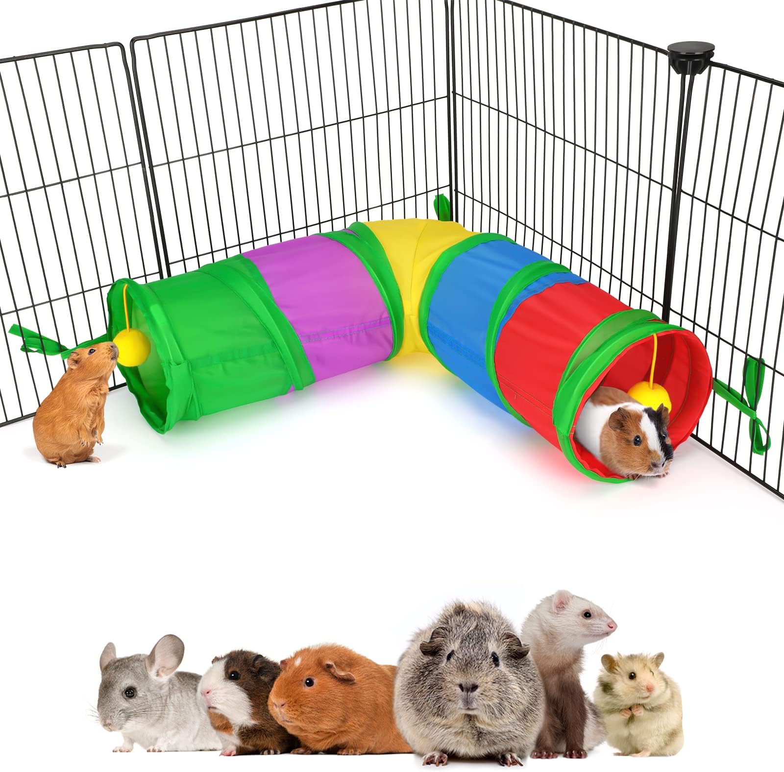 Amazon.com : 4-Way Guinea Pig Tunnel and Tubes with 4 Balls,Collapsible ...