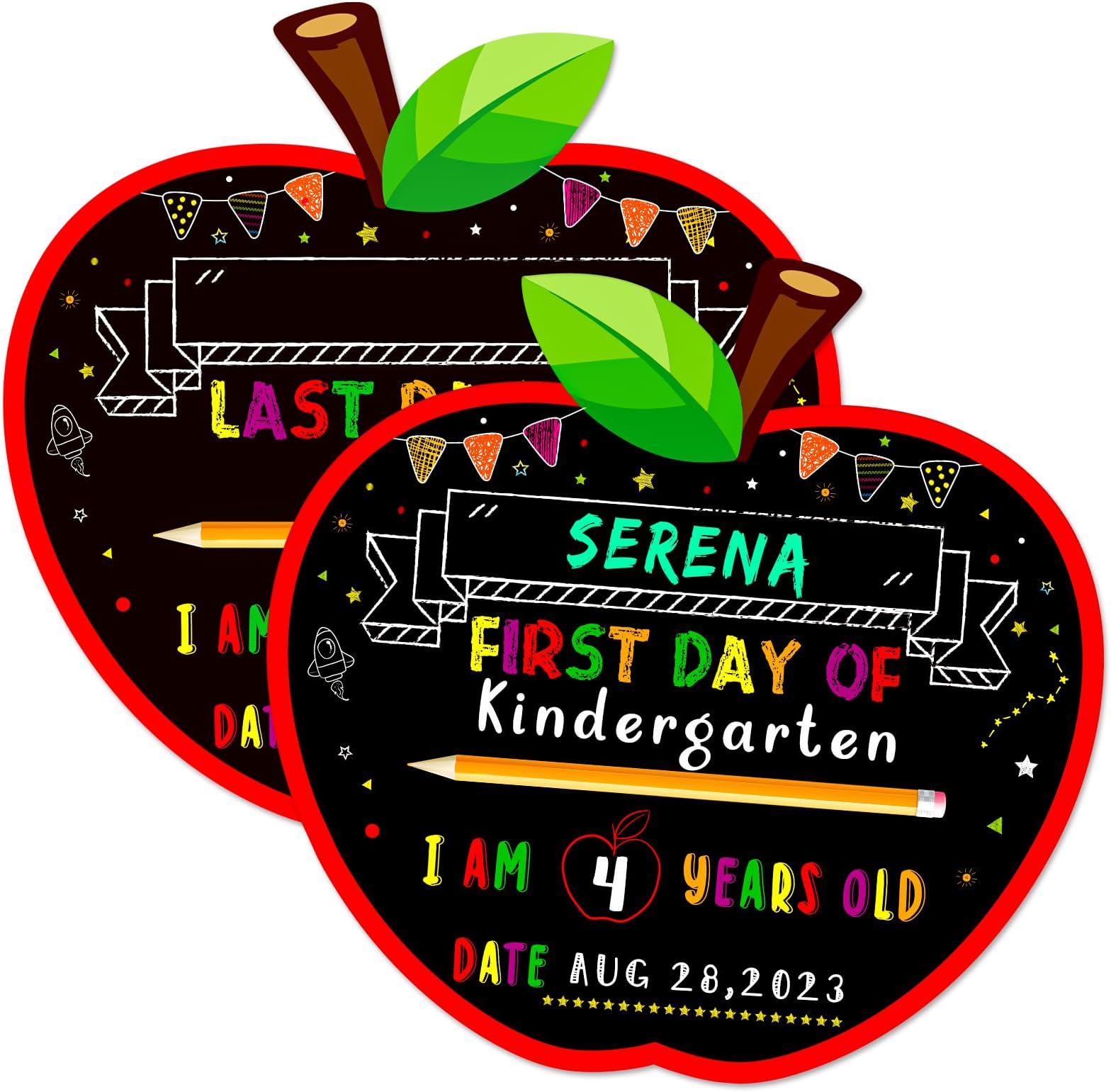 Amazon.com : PETCEE First & Last Day of School Chalkboard,Double Sided ...