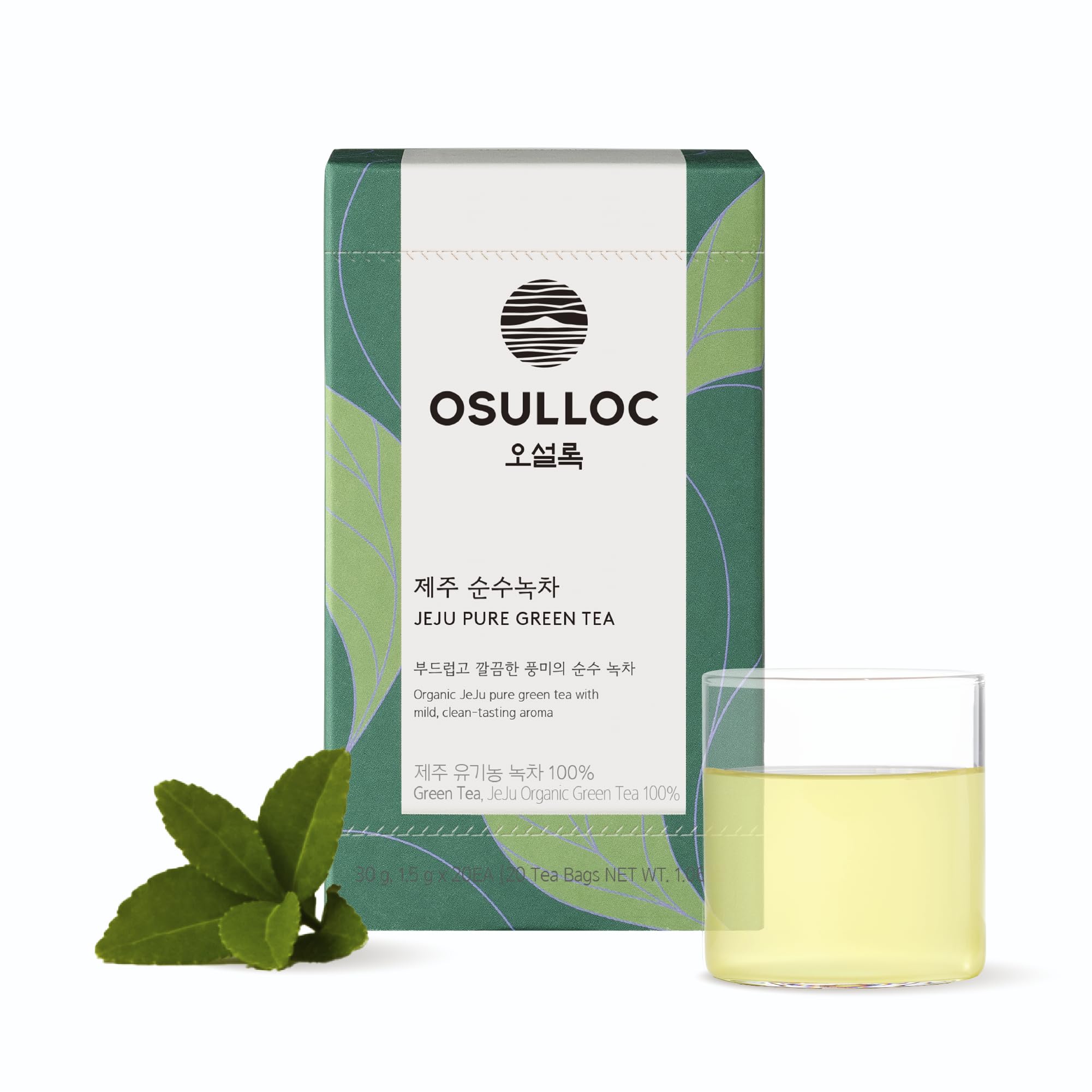 OSULLOC Pure Green Tea (Mild, Clean tasting Aroma), Premium Blended Tea ...