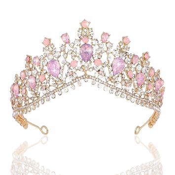 Amazon.com: CIEHER Pink Crown Tiara for Women - Princess Queen Crystal ...