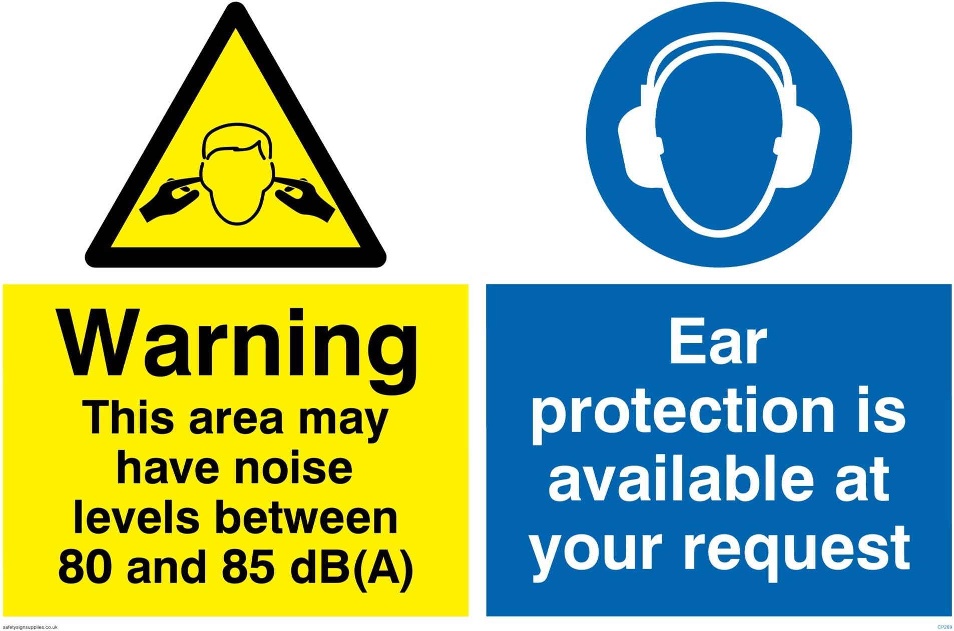 Warning risk of high noise levels ear protection must be worn safety ...