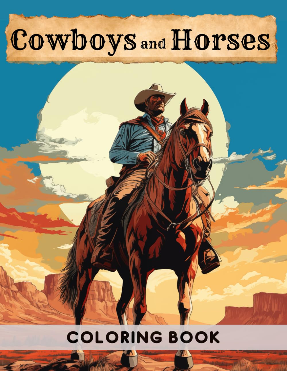 Amazon.com: Cowboys and Horses Coloring Book: For Adults and Kids, 35 ...