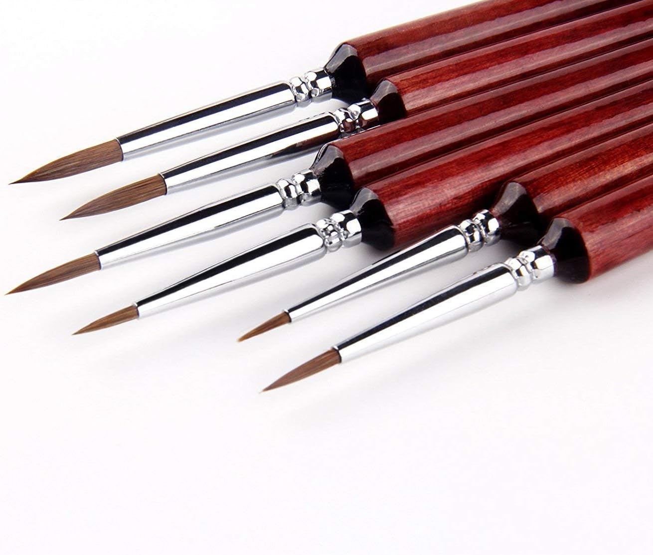 Professional Sable Hair Detail Paint Brush Set - 6 Miniature Art ...