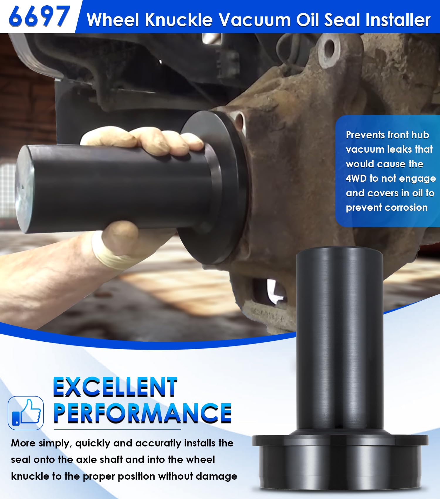 Snapklik.com : 6697 Wheel Knuckle Vacuum Oil Seal Installer Tool For ...