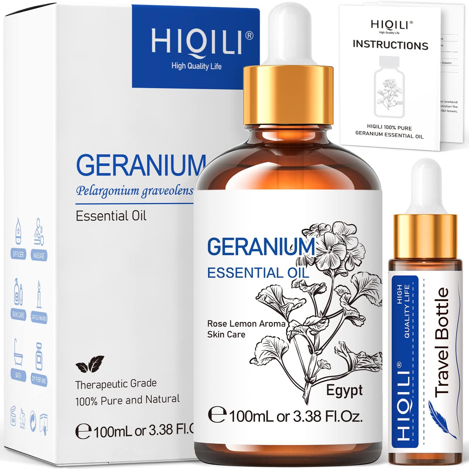 Amazon.com: US Organic 100% Pure Geranium Essential Oil - USDA ...