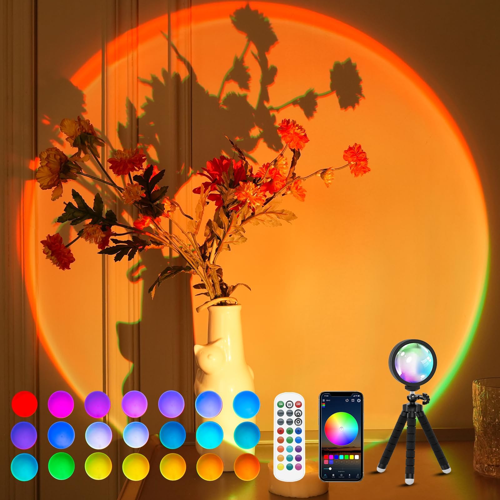 Tsrarey Sunset Lamp Projection, Not Only 21 Colors Sunset Lights, 180 ...