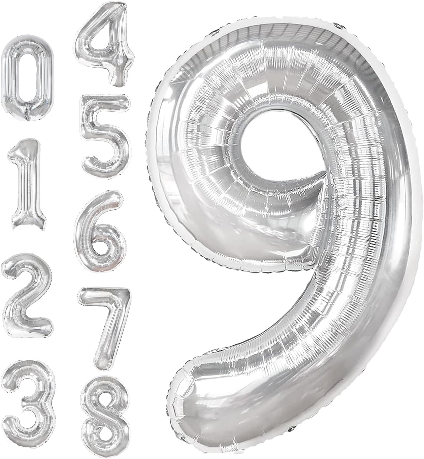 Amazon.com: Sliver Number 9 Balloon, 40 inch Number Balloons, 9th Giant ...