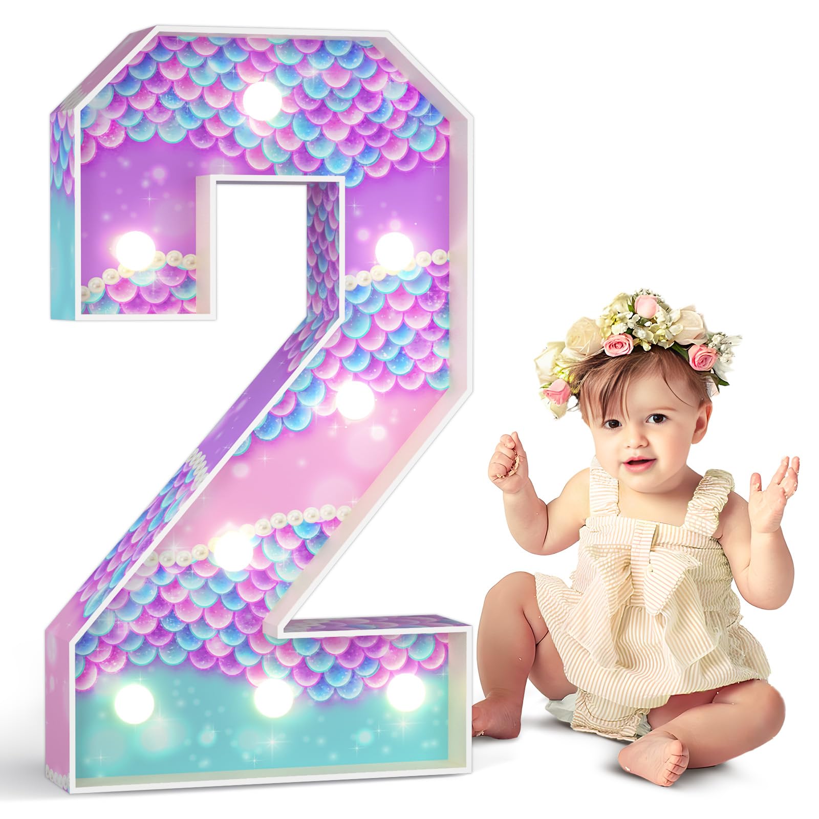 imprsv Marquee Numbers Mermaid Birthday Decorations: 3ft Large Party ...