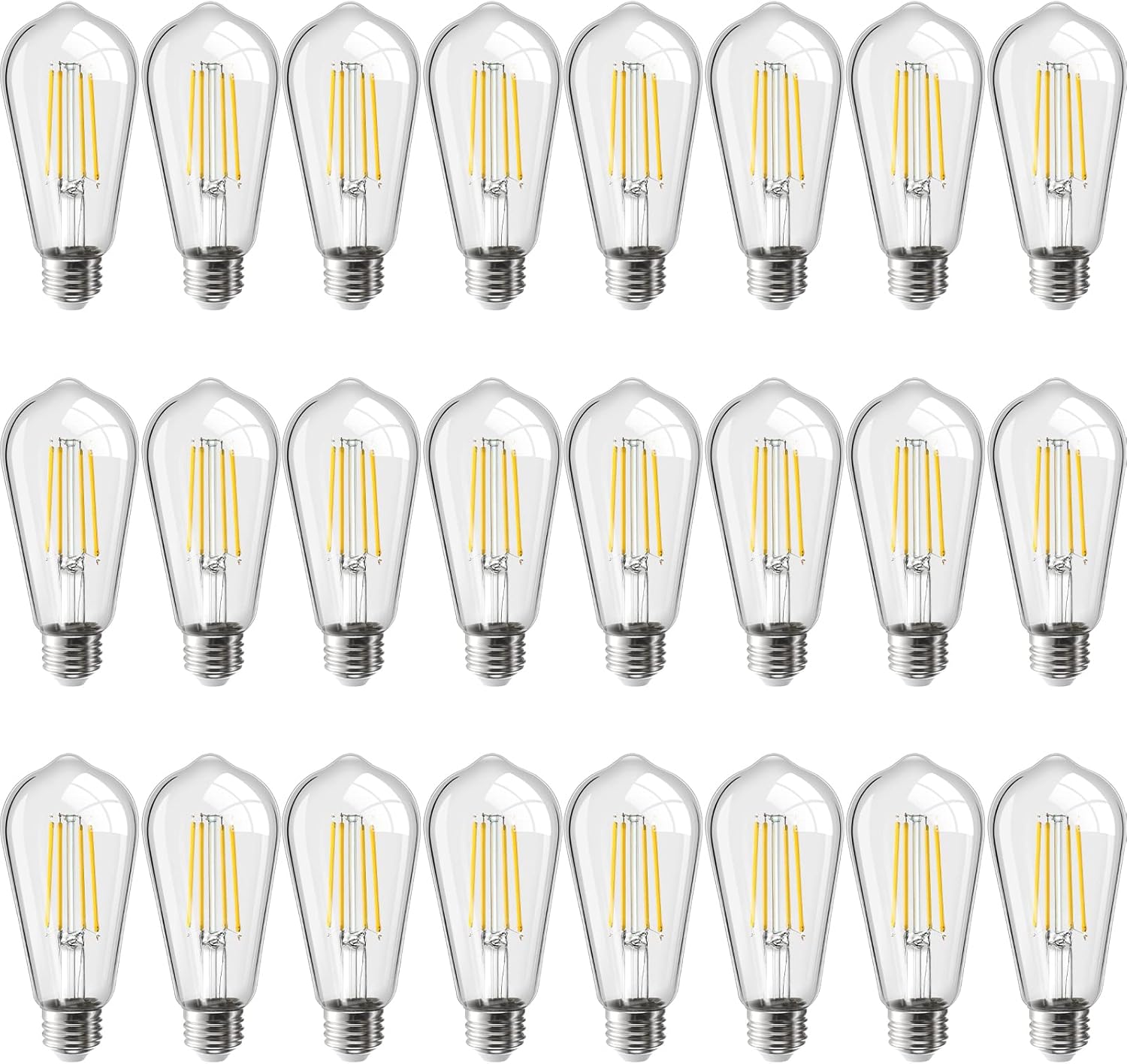 24 Pack Vintage LED Bulbs E26 Medium Base LED Light Bulbs 6w Equivalent ...