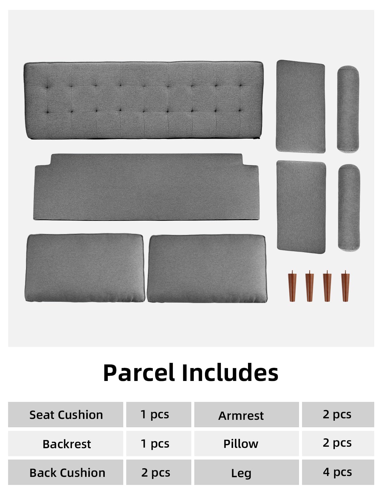 koorlian 68 inch Sofa Couch, Mid Century Modern Sofa, Button Tufted ...