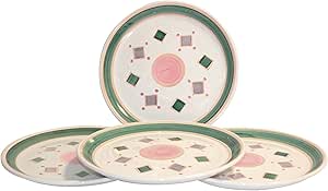 Amazon.com | Caleca Diamonds 4-Piece Dinner Plate Set, Service for 4 ...