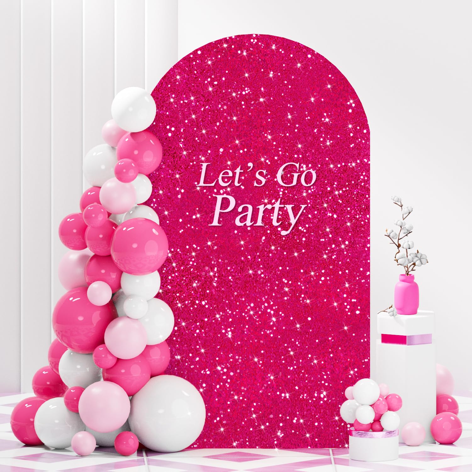 Snapklik.com : Spandex Sequin Arch Cover Hot Pink 7.2 FT Arch Backdrop ...