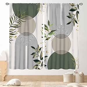 Amazon.com: TKUYO Mid Century Modern Curtains, Boho Aesthetic Green Tropical Palm Leaves ...