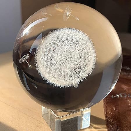 Amazon.com: Vosarea Glass Balls 3D Dandelion Crystal Glass Cube ...