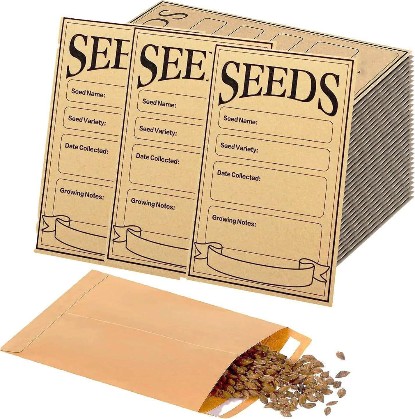 Seed Envelopes, 200Pcs Resealable Seed Saver Envelope, Tiny Self ...