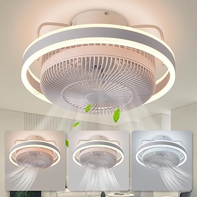 N/H LCiWZ 18.5In Ceiling Fan with Lights,Hidden Electric Ceiling Fan ...