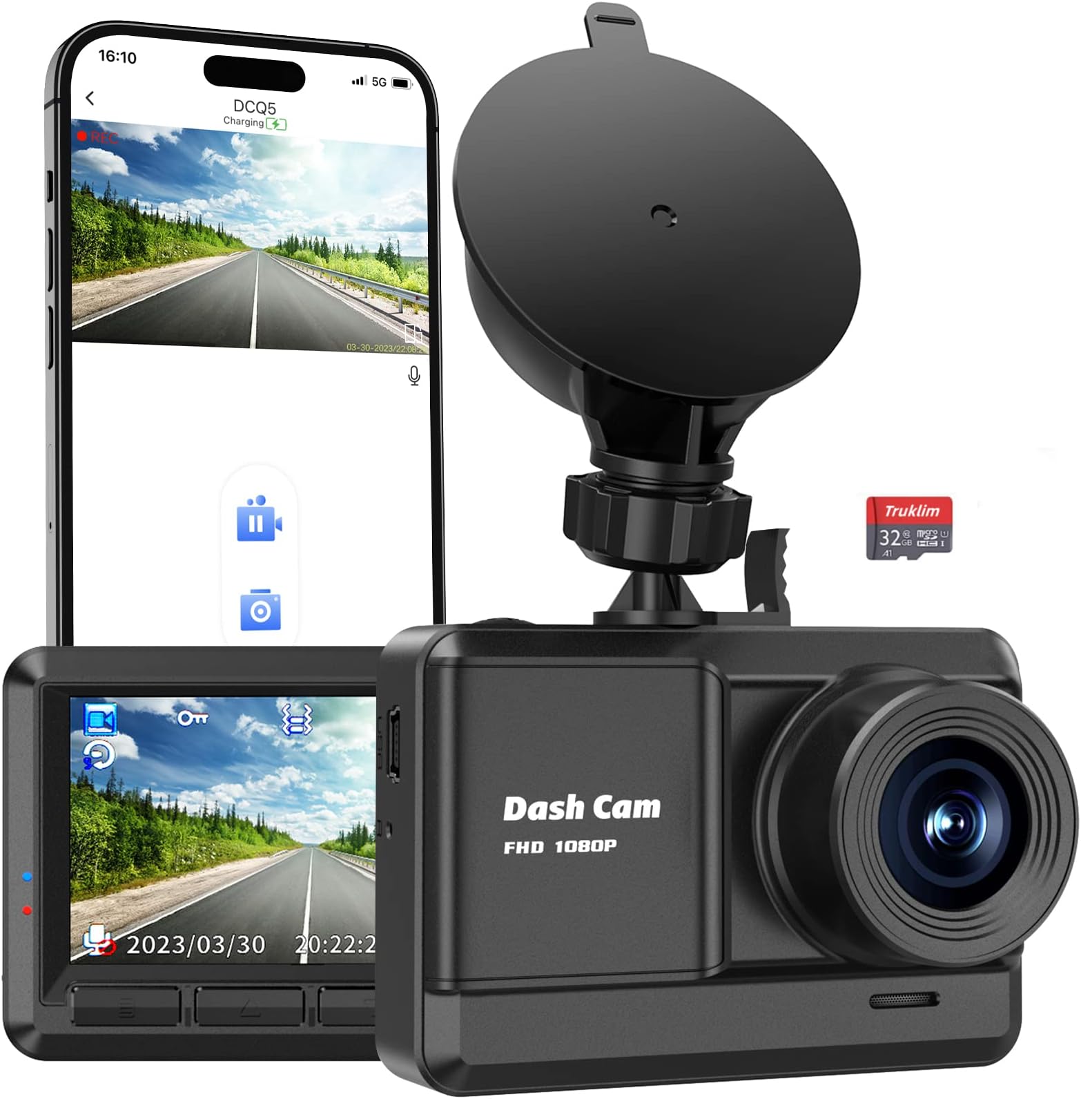 Amazon.com: Dash Cam, FHD 1080P WiFi Dash Camera for Cars with 32GB SD ...