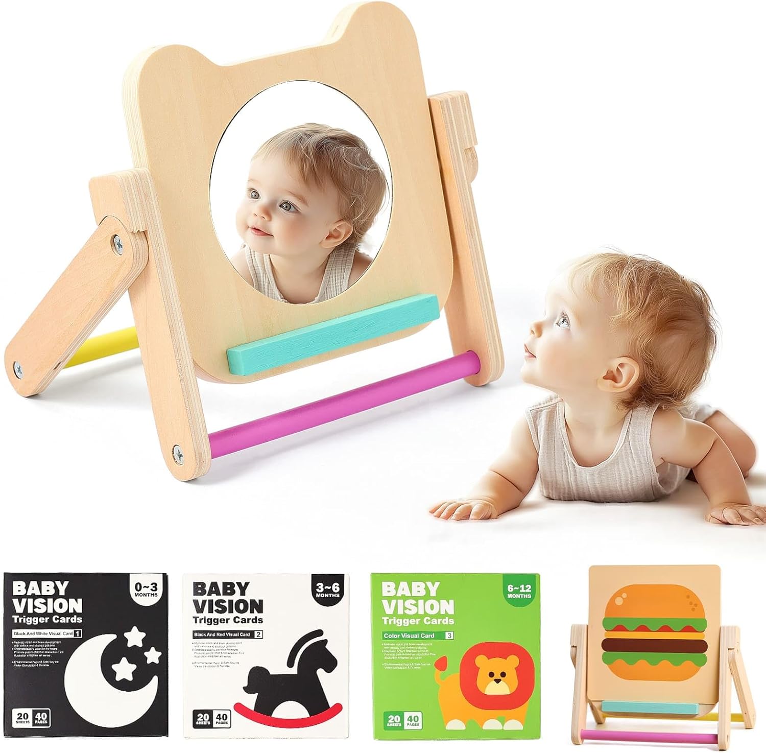 Amazon.com: IEATFO Rotating Baby Safe Mirror with 120 Pages Visual ...