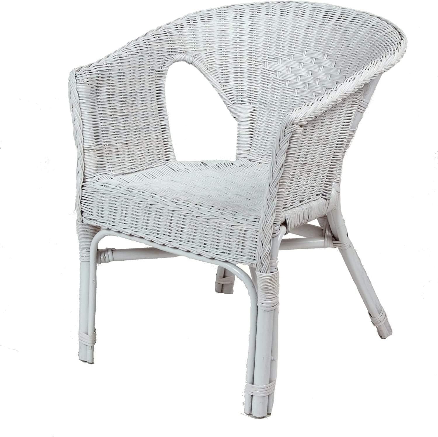 Desser Indoor Small Adults Wicker Loom Chair in White – Fully Assembled ...