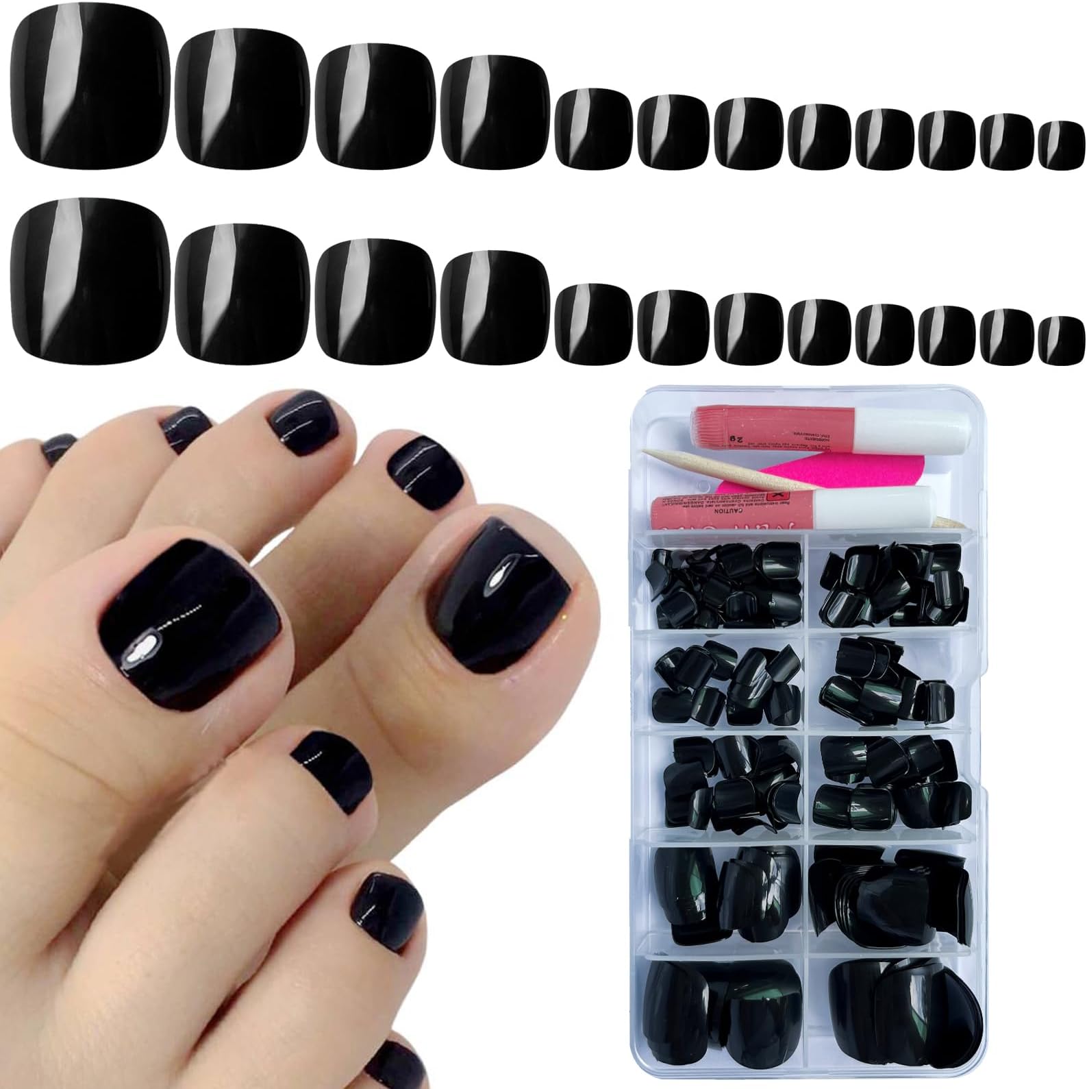 Amazon.com: AddFavor Press on Toenails Pink Fake Toe Nails Press on ...