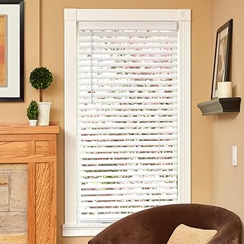 Amazon.com: 2-inch Flat Slat Faux Wood Cordless Room Darkening Blind ...