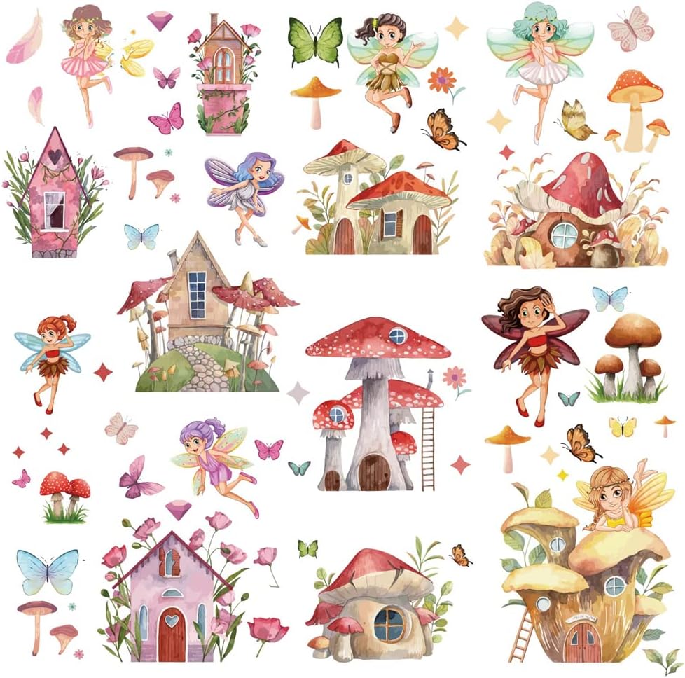 Amazon.com: CRASPIRE 8 Sheets Fairy Butterflies Wall Decals Window ...