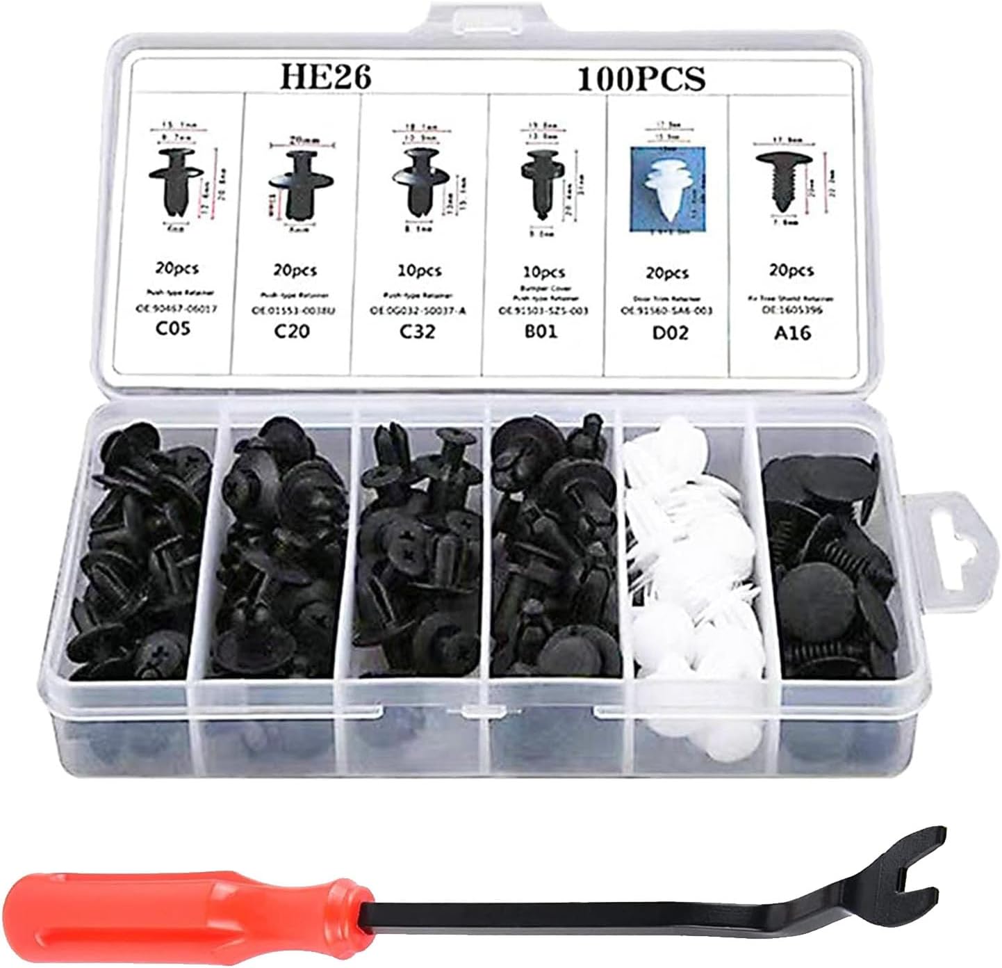 Amazon.com: gunhunt 100 PCS Car Bumper Bolt Fastener Set, 6 Types of ...