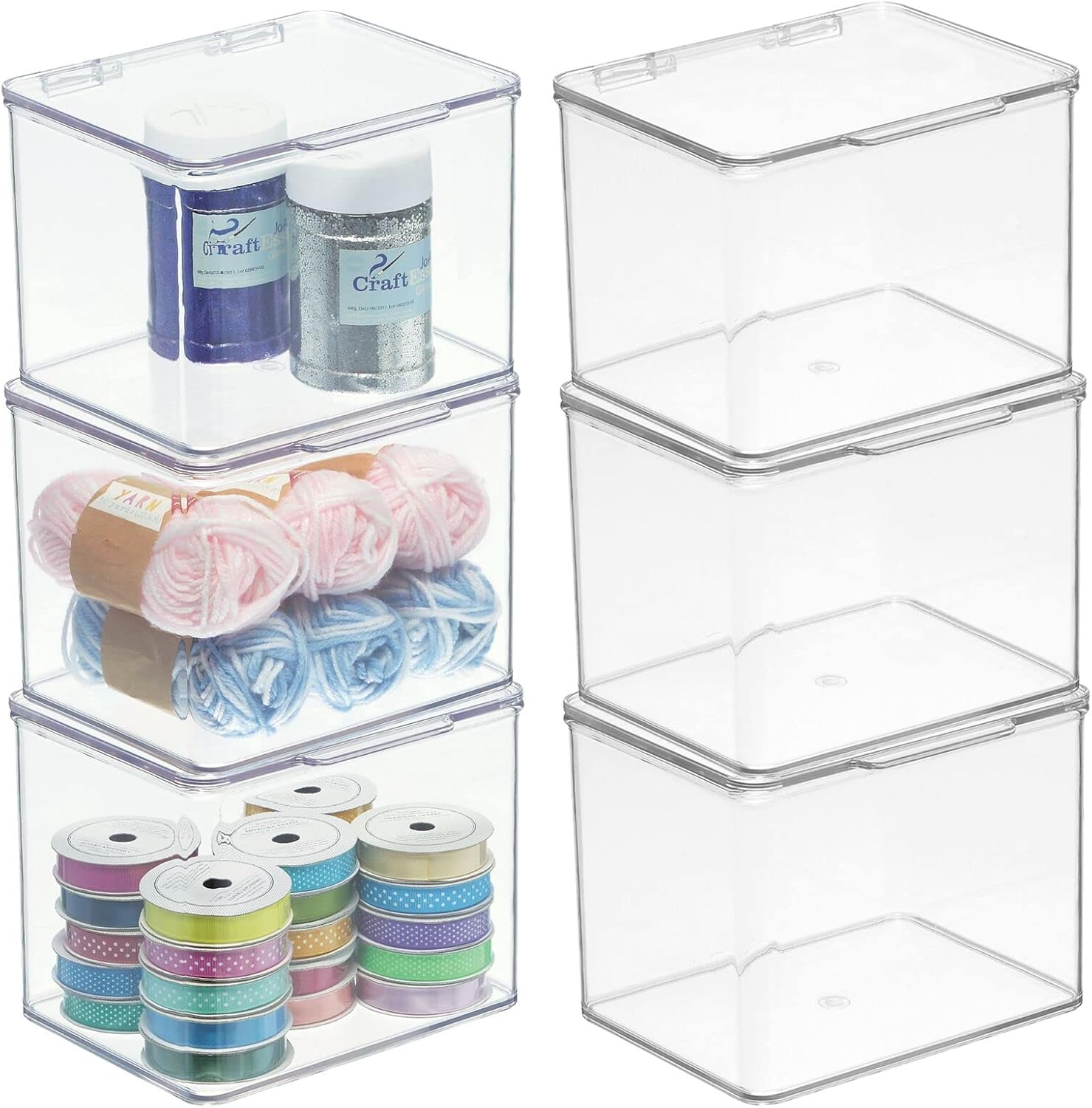 Amazon.com: mDesign Plastic Craft Room Stackable Storage Organizer Box ...