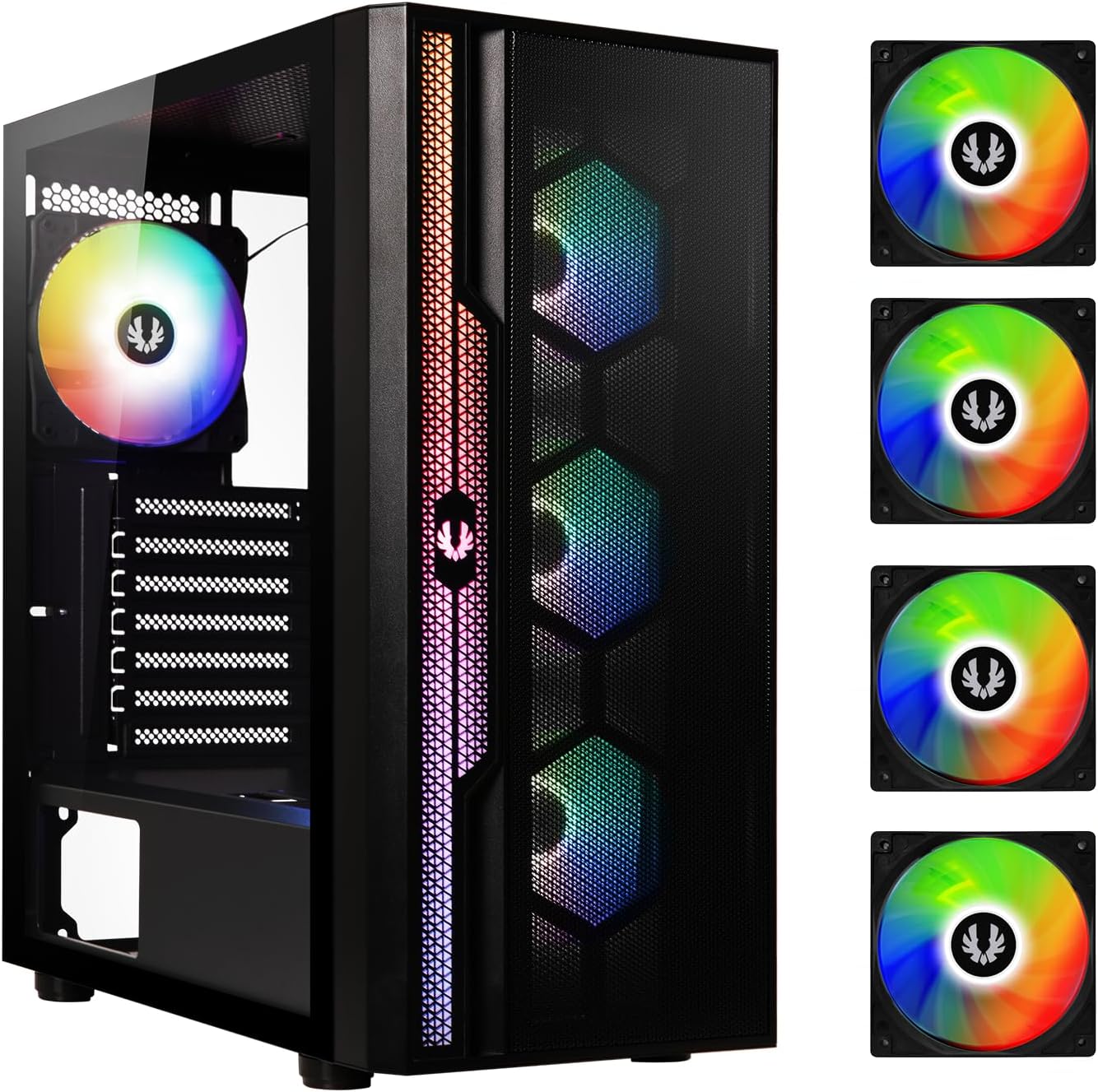 Amazon.com: Computer Case Medium Tower Apollo (Black) 4 ARGB Fans ...