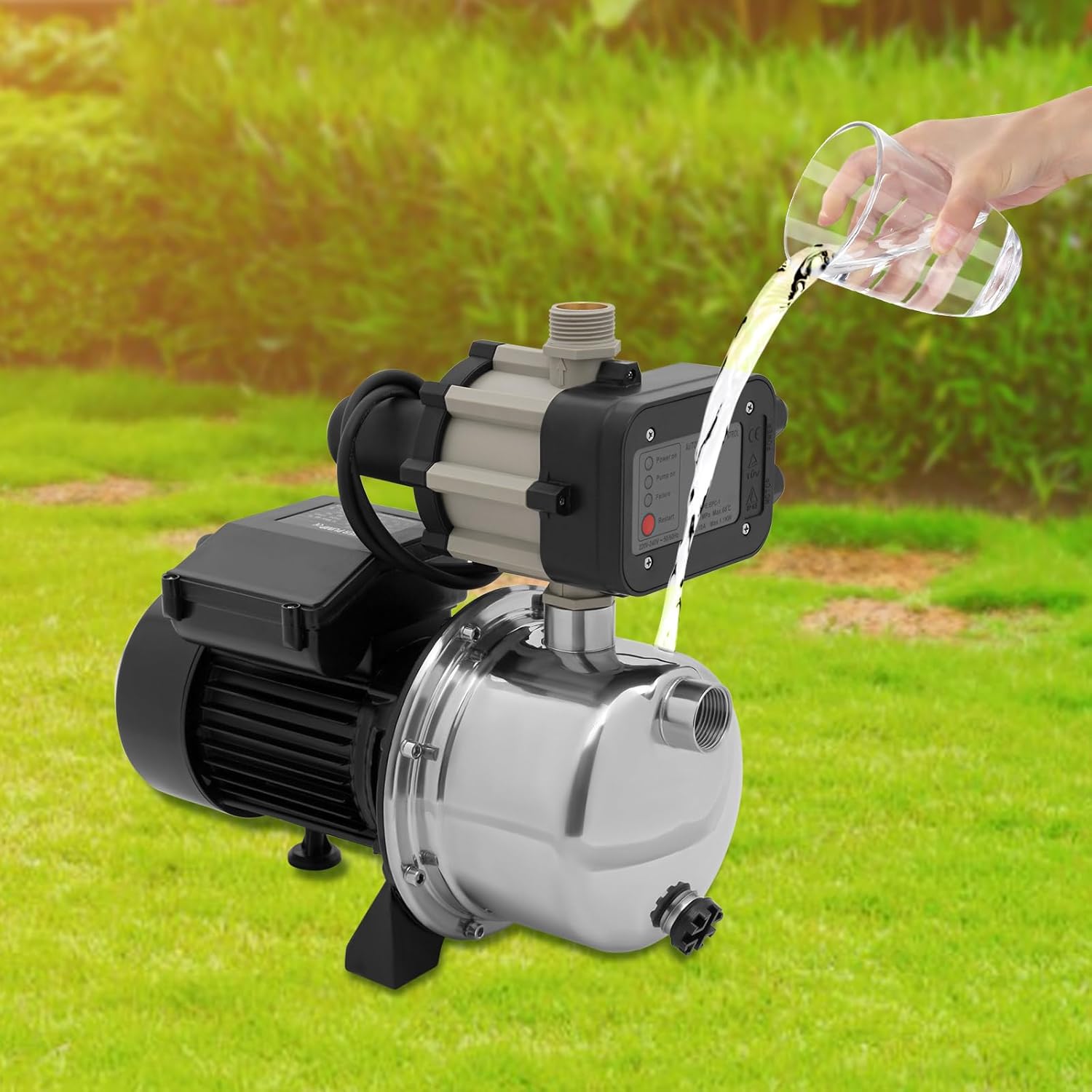 Amazon.com: Shallow Well Pump,Garden Jet Pump Water Transfer Pump, 1.5 ...