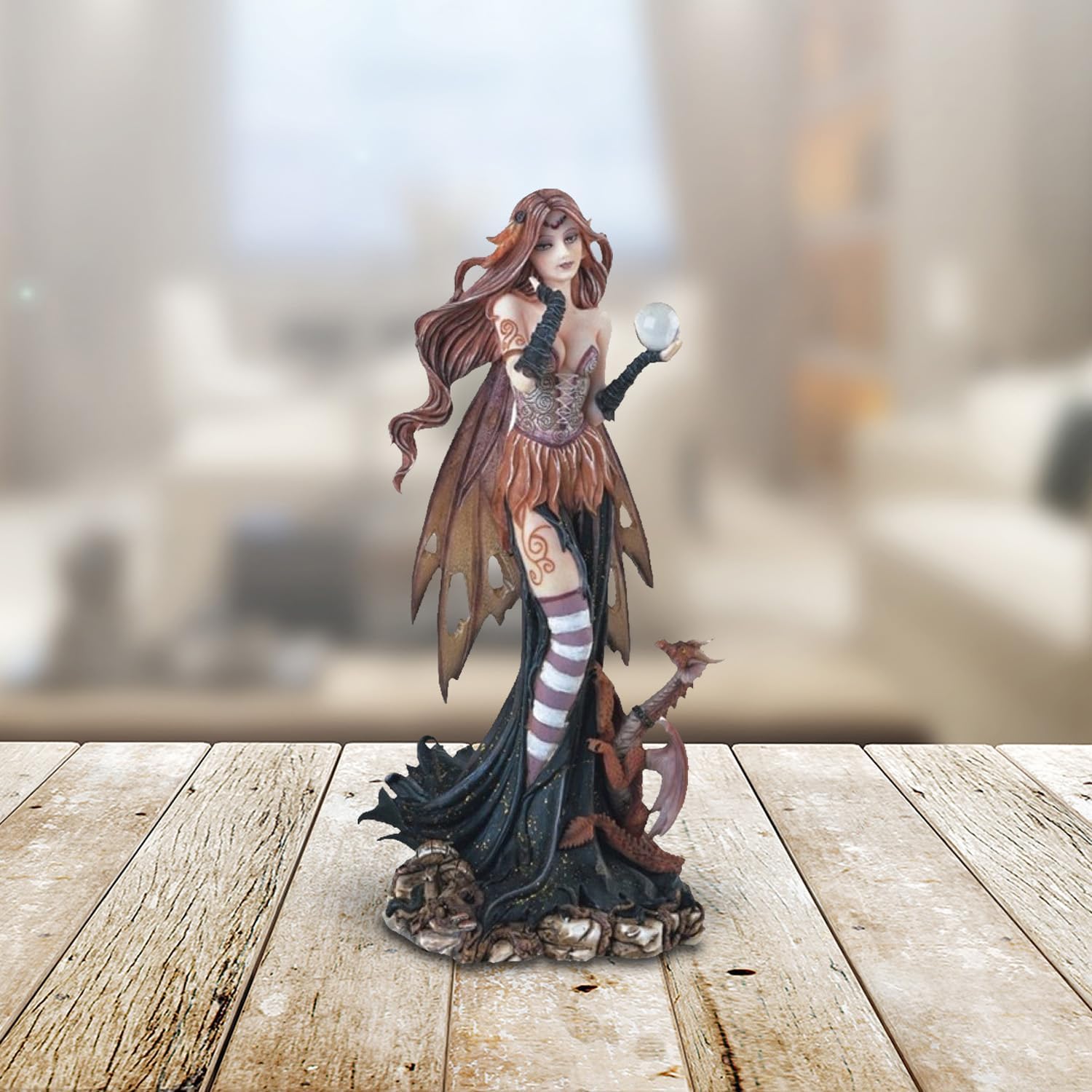Amazon.com: FC Design 9" H Brown Fairy Holding Faux Crystal Ball with ...