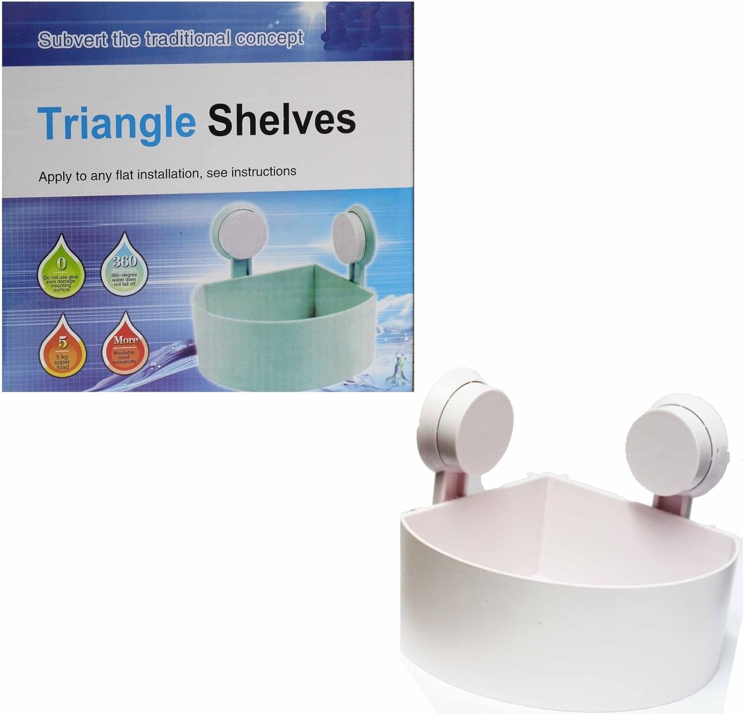 SystemsEleven Bath Kitchen Room Corner Triangle Suction Cups Shelf Rack ...