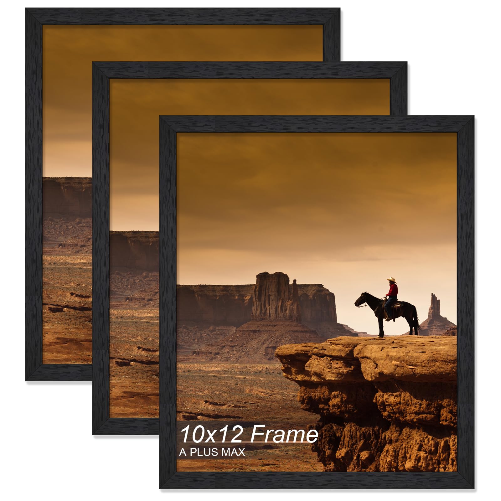 Amazon.com - A PLUS MAX 10x12 Picture Frame Set of 3, Black Engineered ...