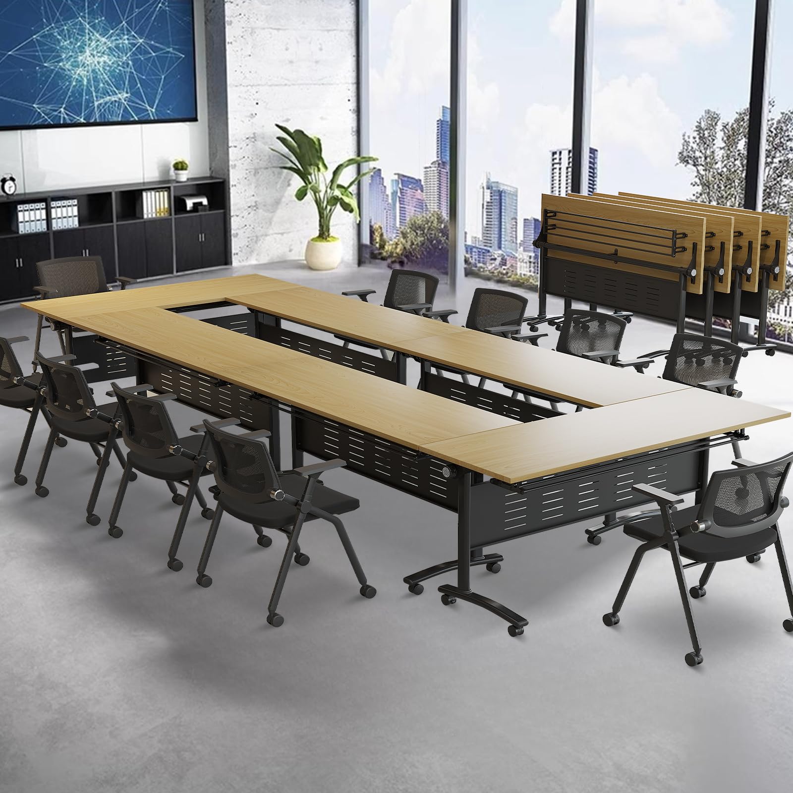 Amazon.com: 6-Pack Folding Conference Table for 12-16People Modern Flip ...
