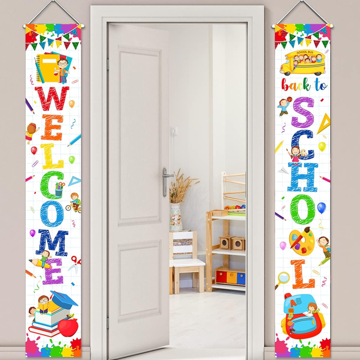 Amazon.com: Large Welcome Back to School Banner - First Day of School ...
