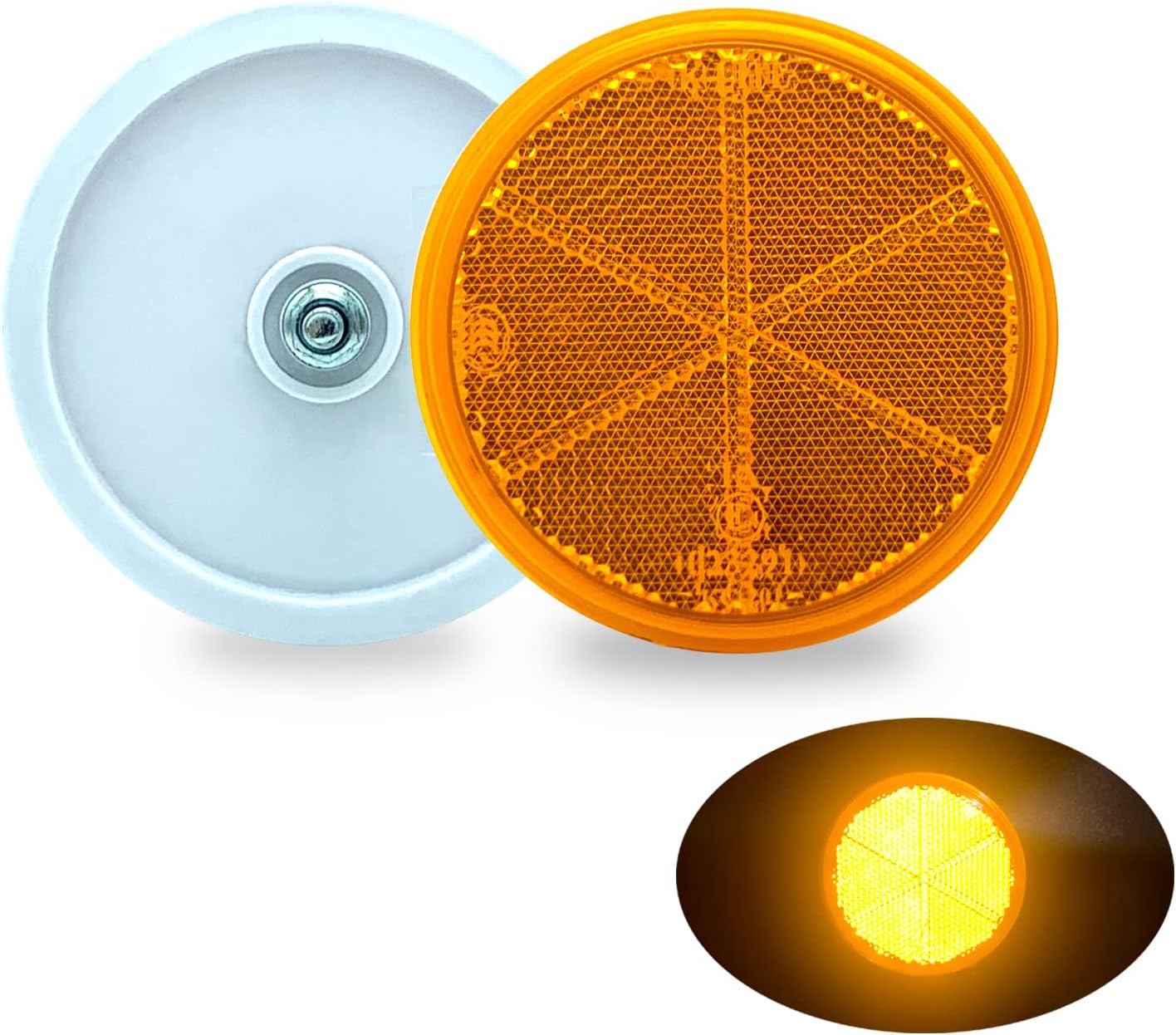 WELNENT EMARK/CCC 2pcs Round Reflector Screw on Trailer Driveway ...