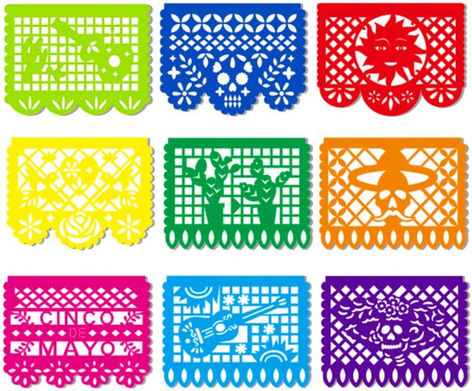 Amazon.com: PMLAND Mexican Cinco De Mayo Party Large Papel Picado ...