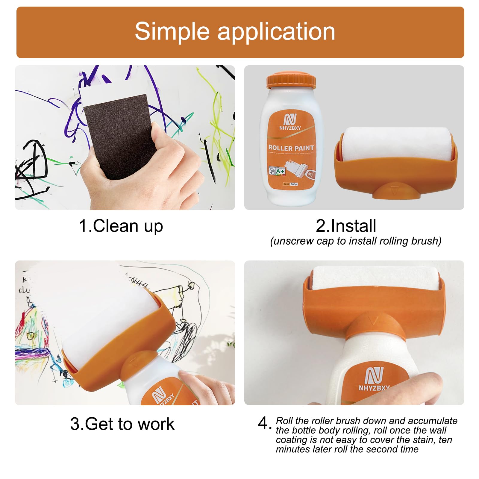 Small Paint Roller AVCXEC 500g Wall Repair Putty With Roller, Small ...