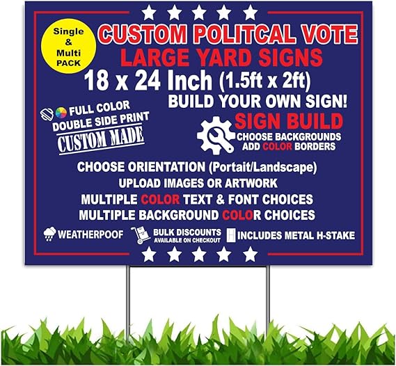 Amazon.com : Custom Political Yard Sign, Custom Vote Lawn Sign, Election Sign, 18x24 inch Yard ...