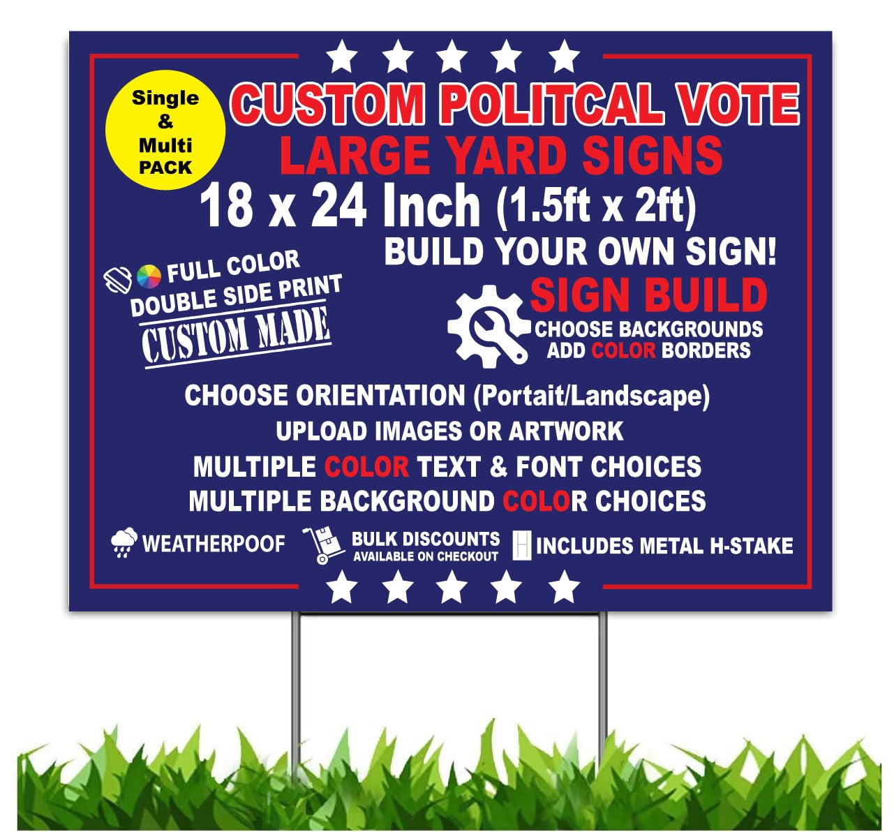 Amazon.com : Custom Political Yard Sign, Custom Vote Lawn Sign ...
